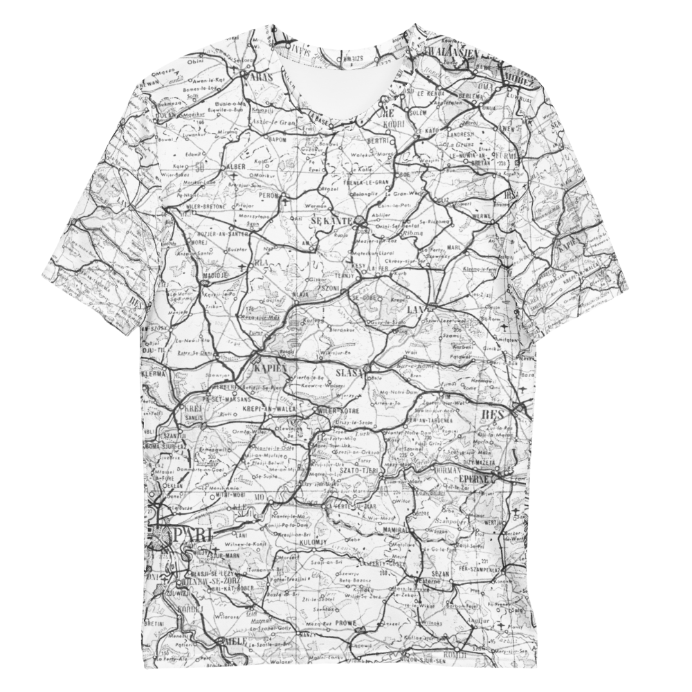 All Over Print T-Shirt - road map (white) – Map Men Merch