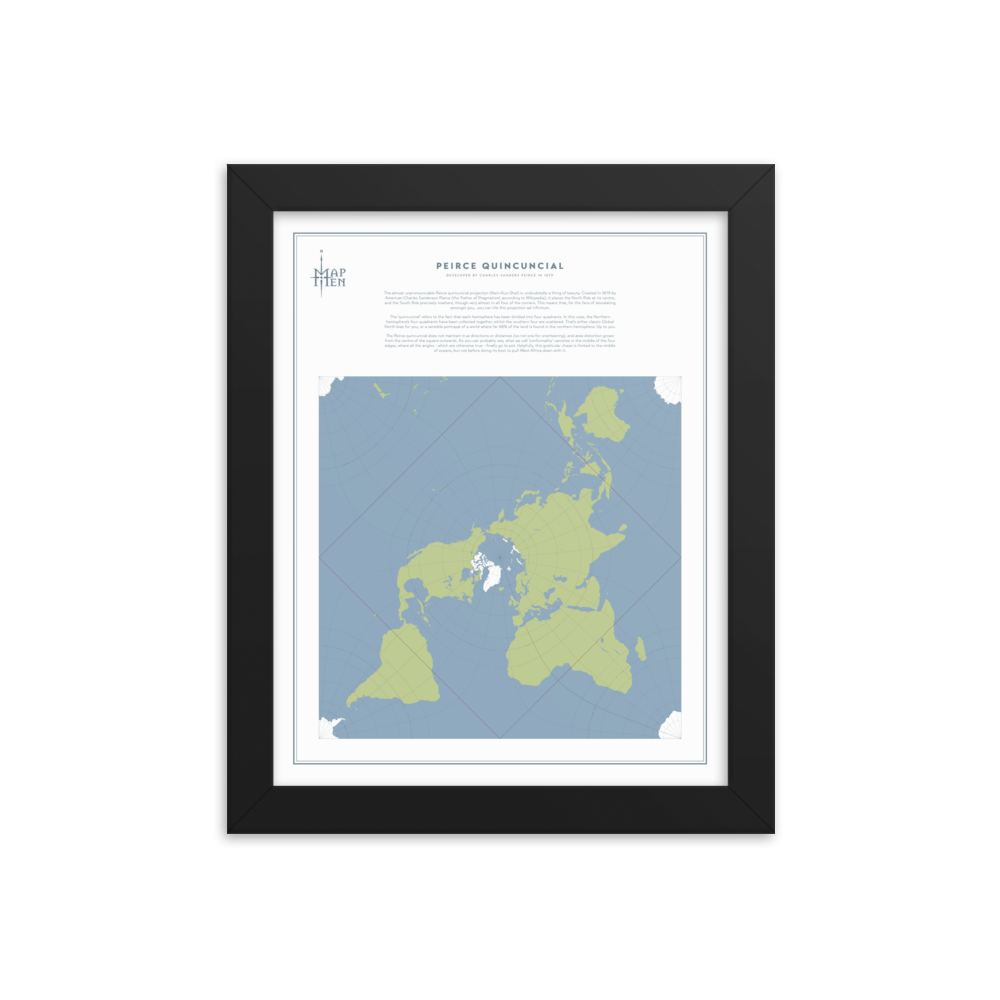 Map Men Framed Map - Peirce Projection – Map Men Merch