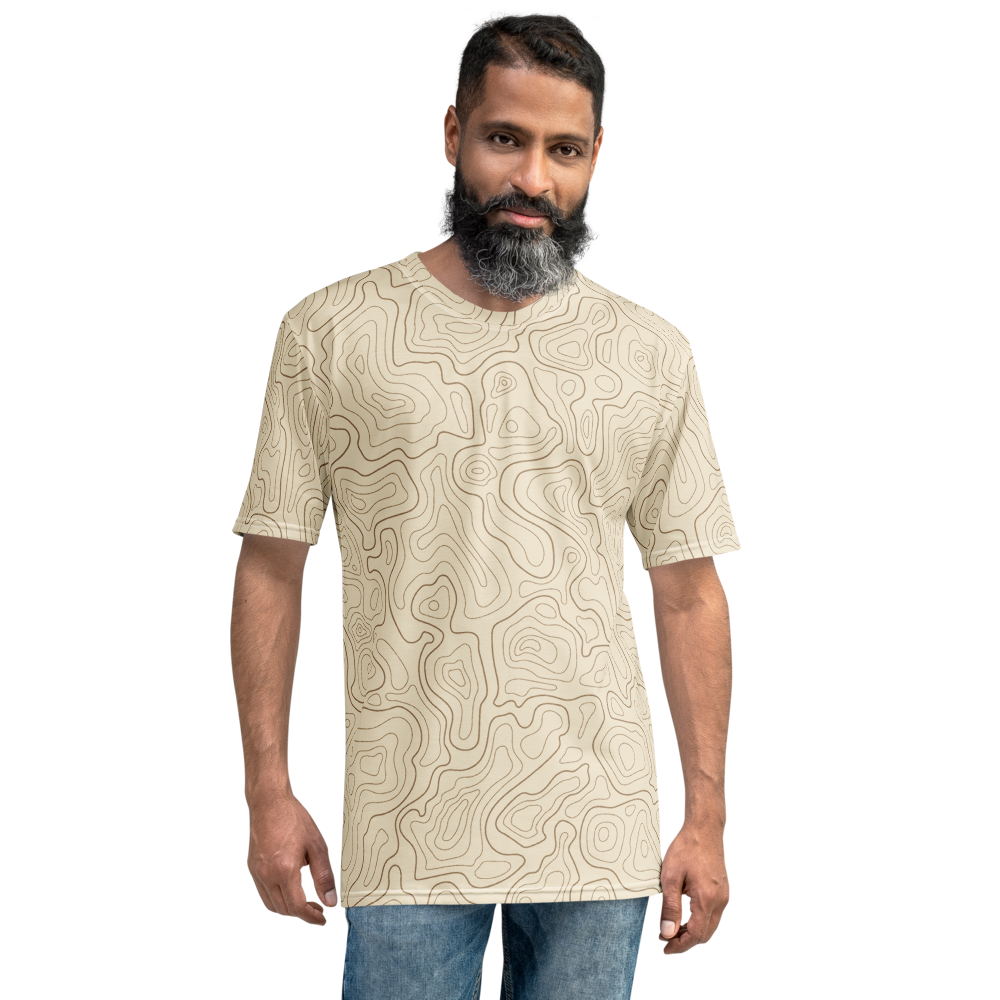 All Over Print T-Shirt - topographical map (beige) – Map Men Merch