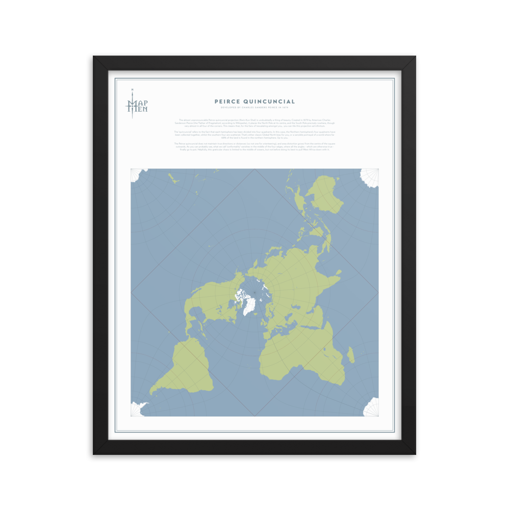 Map Men Framed Map - Peirce Projection – Map Men Merch